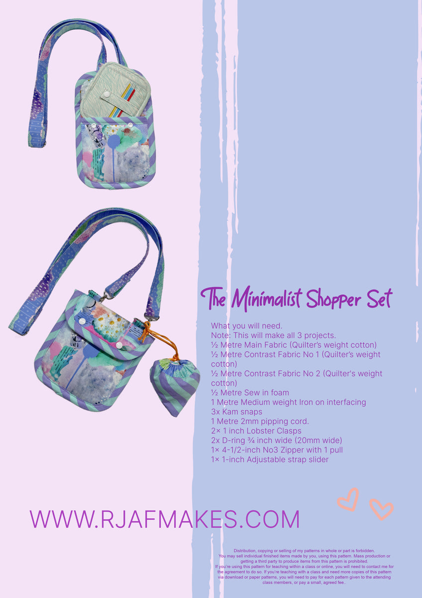 Digital Download Pattern "The Minimalist Shopper Set" Sewing Pattern B ...