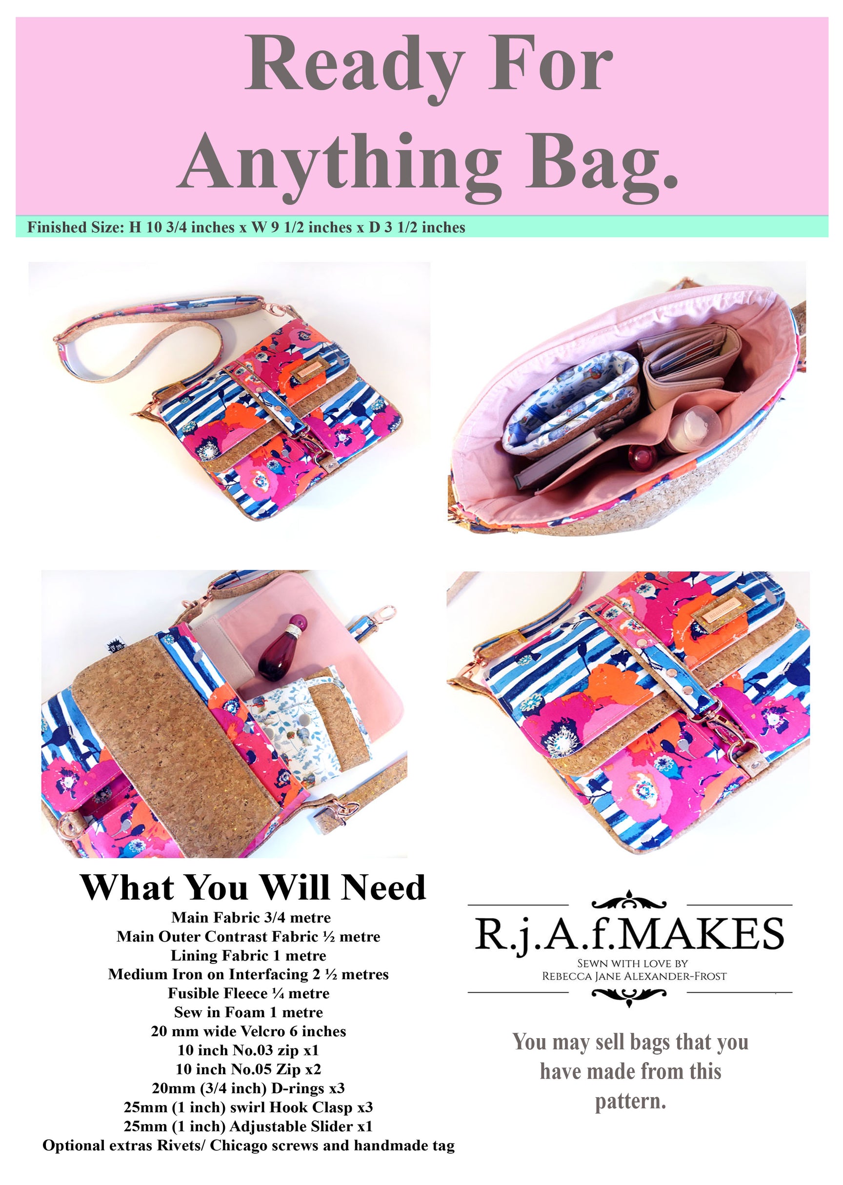 PAPER VERSION "The Ready For Anything Bag" Sewing Pattern – R.j.A.f. MAKES